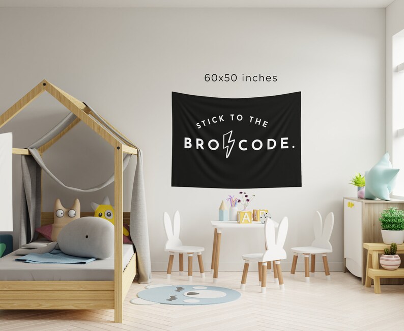 Boy Room Decor, Bro Code, Kids Banner, Brothers Sign, Play Room Decor ...