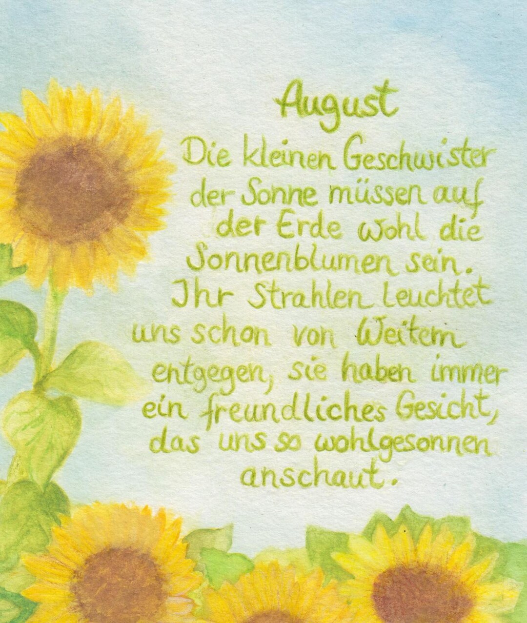 Postcard | August | Monthly Card | Sunflowers | Garden Party | August ...