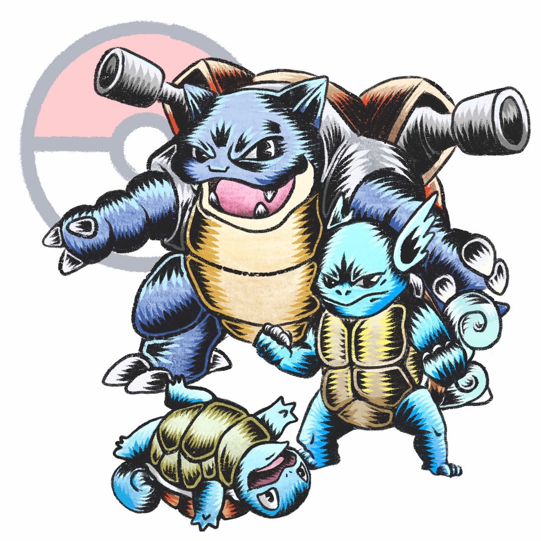 Squirtle Evolution Line Print - Etsy