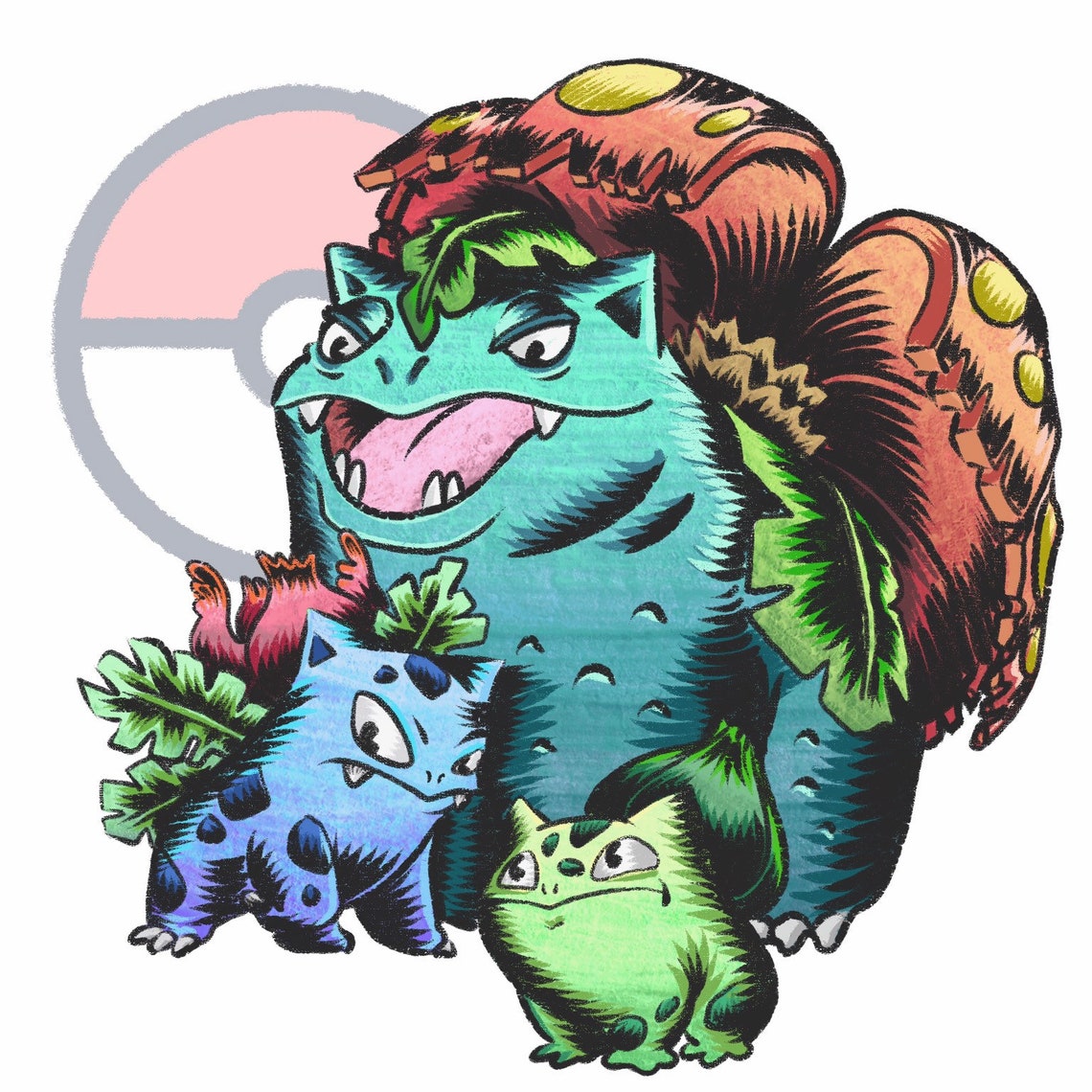 Bulbasaur Evolution Line Print - Etsy