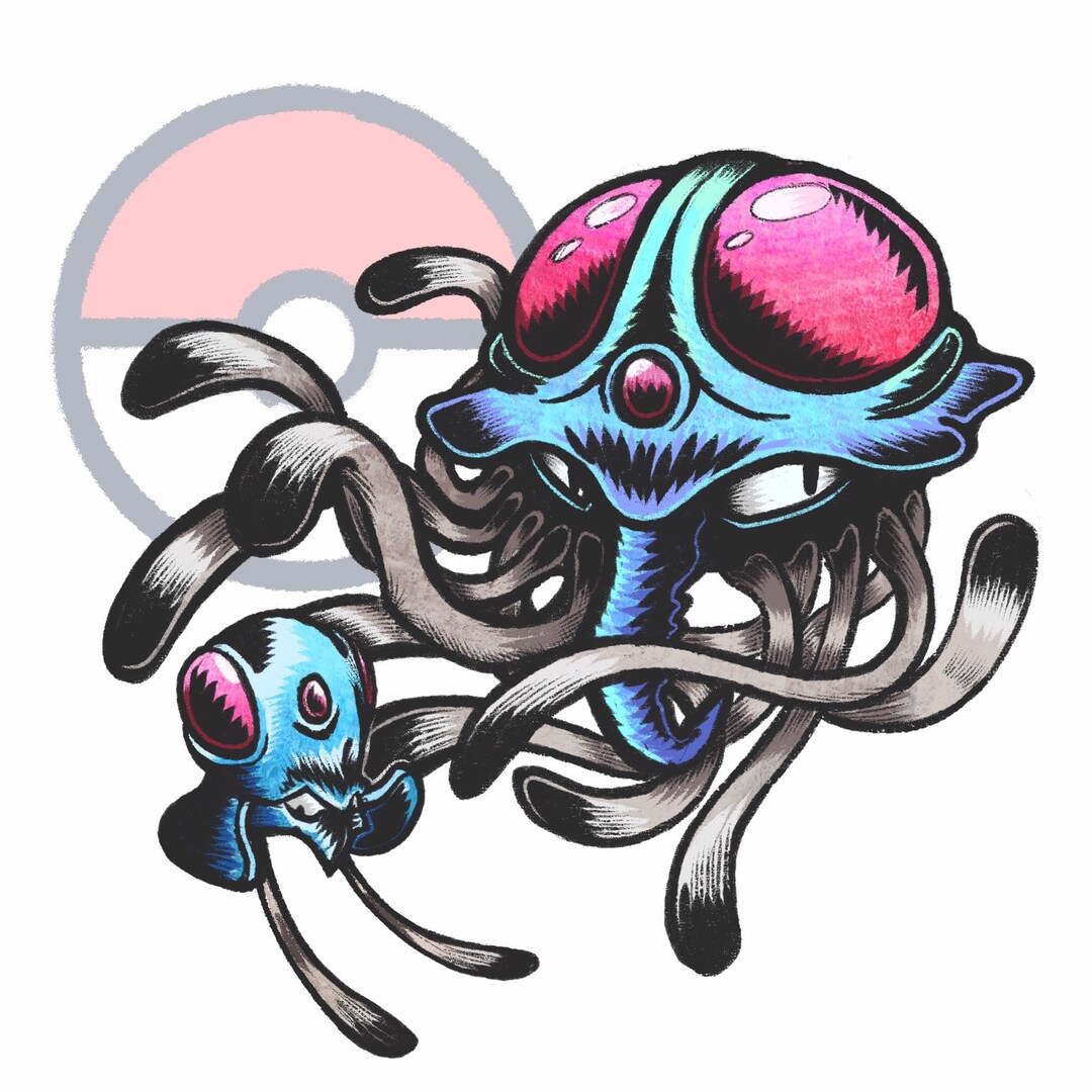 Tentacool Evolution Line Print - Etsy