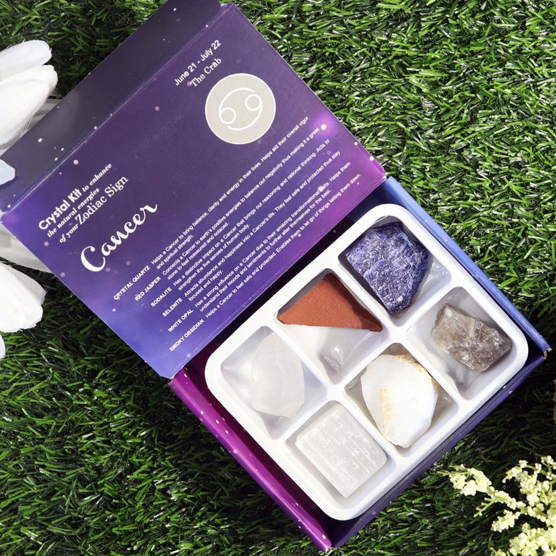 Cancer Zodiac Crystal Kit, Crystal Set for Birthday, Horoscope ...