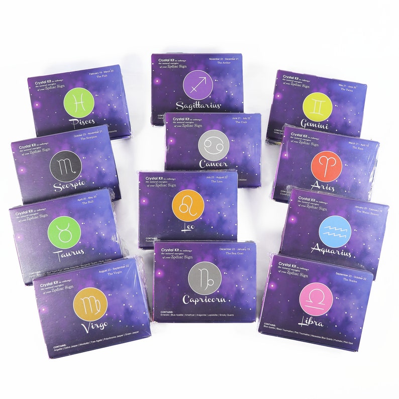Zodiac Crystal Kit, Crystal Set for Astrology Star Signs, Perfect ...