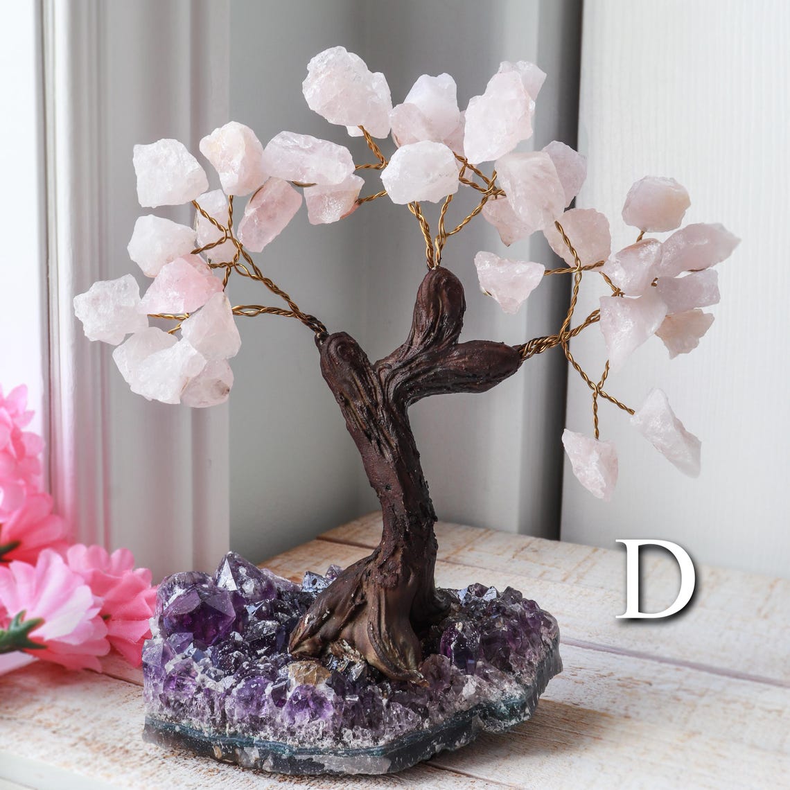 Rose Quartz Tree, Tree of Life, Crystal Bonsai Tree, Ethically Sourced ...