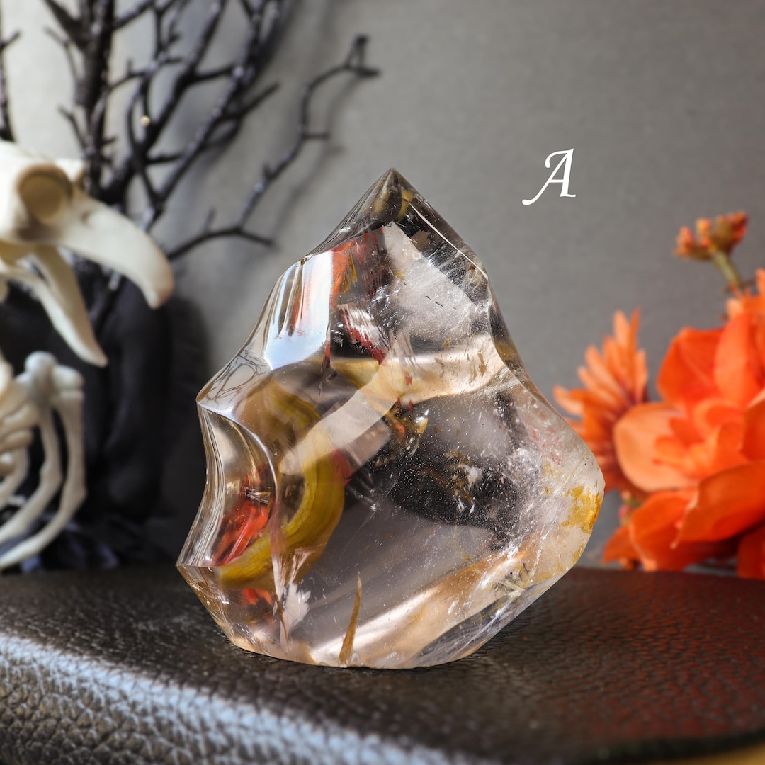 Smoky Quartz Flame, Crystal Freeform, Halloween Decor, for Grounding ...