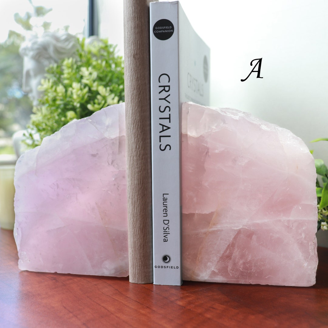 Natural Rose Quartz Bookends, Pink Bookends, Spiritual Home Decor ...