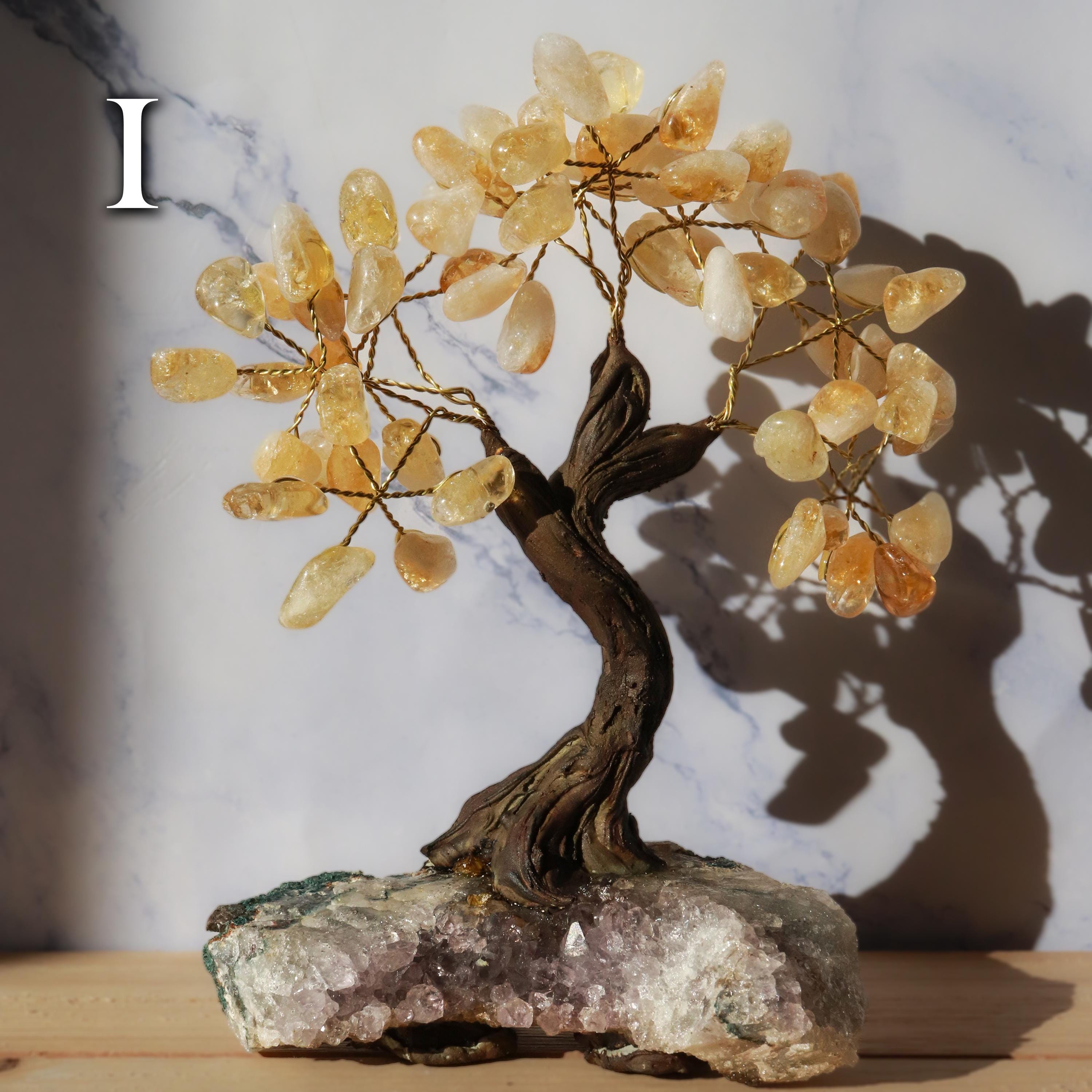 Citrine Gemstone Tree on Amethyst Base, Abundance & Prosperity Tree of ...