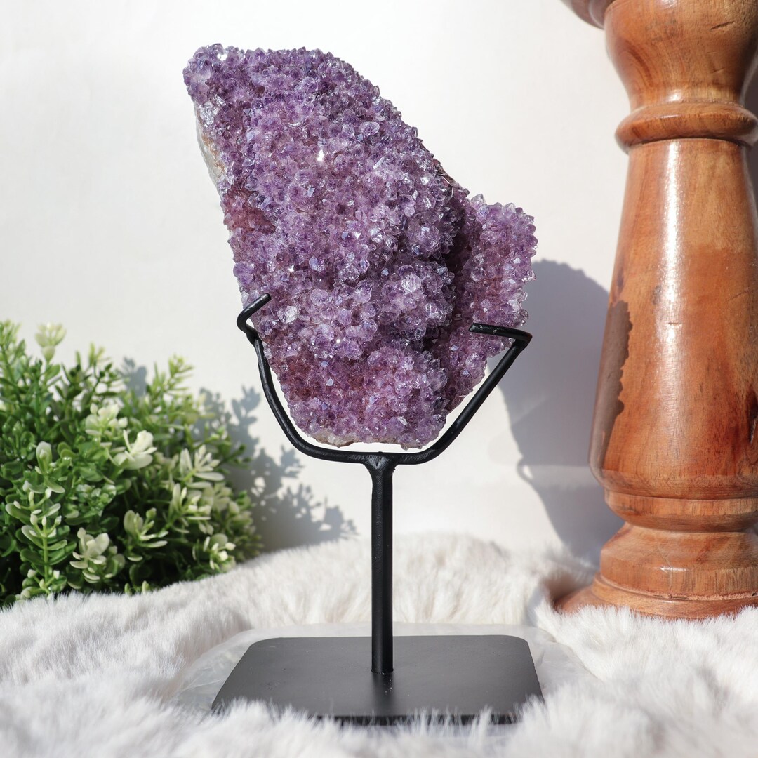 Amethyst on Black Metal Stand, One of a Kind Crystal Specimen ...