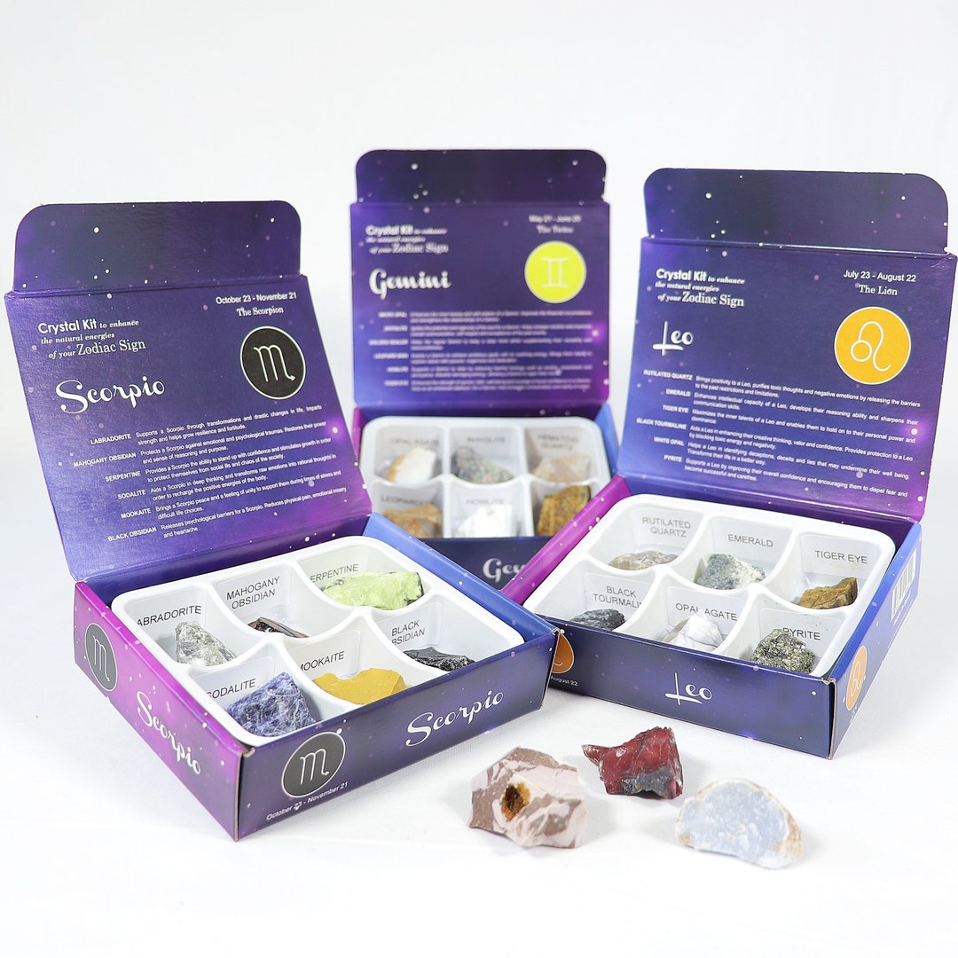 Zodiac Crystal Kit, Crystal Set for Astrology Star Signs, Perfect ...