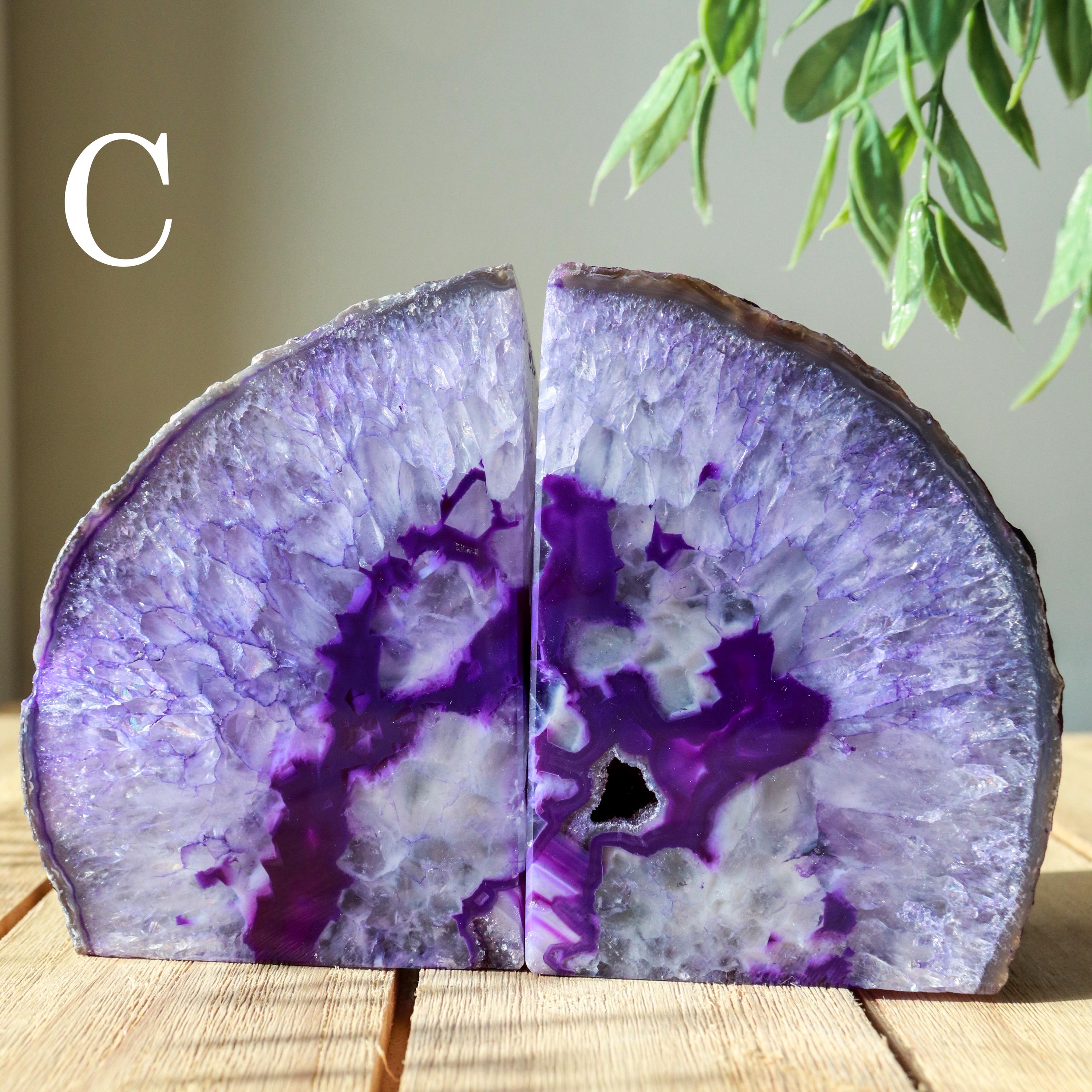 Crystal Agate Bookends, Purple Bookends, Spiritual Home Decor ...