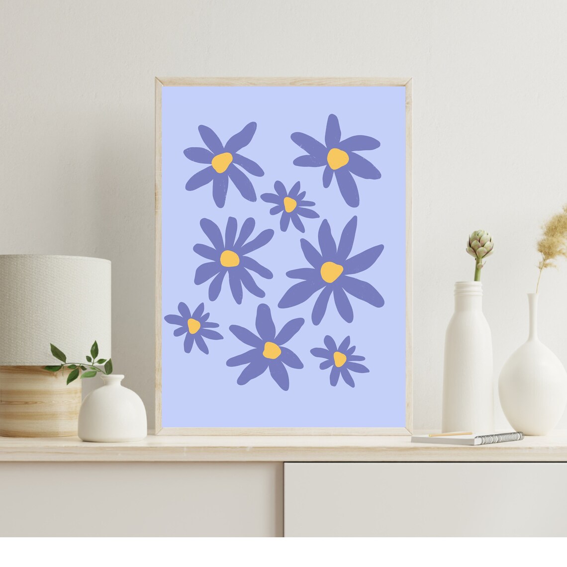 Purple Flowers Printable, Modern Wall Art, Colorful Wall Poster ...