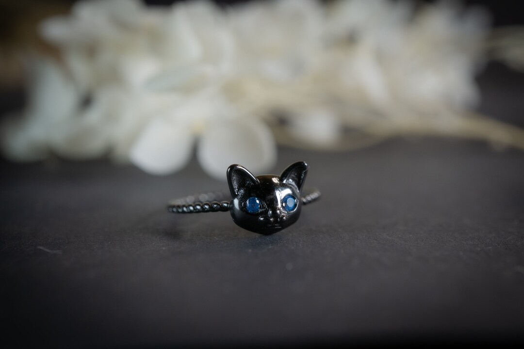 Black Cat Ring Cat Ring Silver Ring Etsy 5326