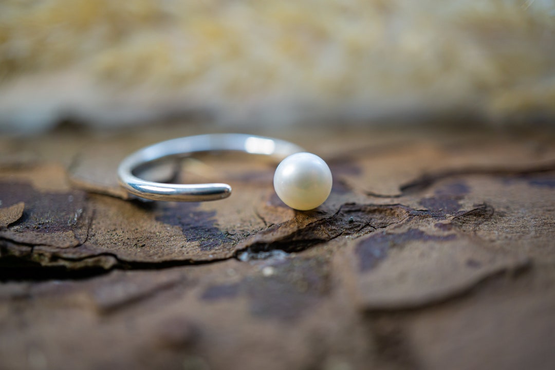 Pearl Ring • Silver Ring • 925 Silver Ring • Subtle Ring • Minimalist ...