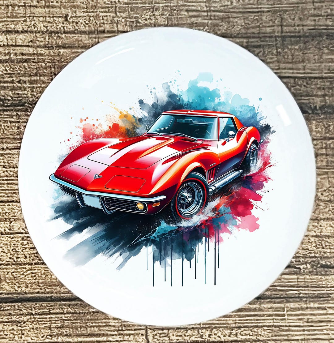Chevrolet Corvette C3 Stingray Hot Rod Car White Ceramic Knob Drawer ...