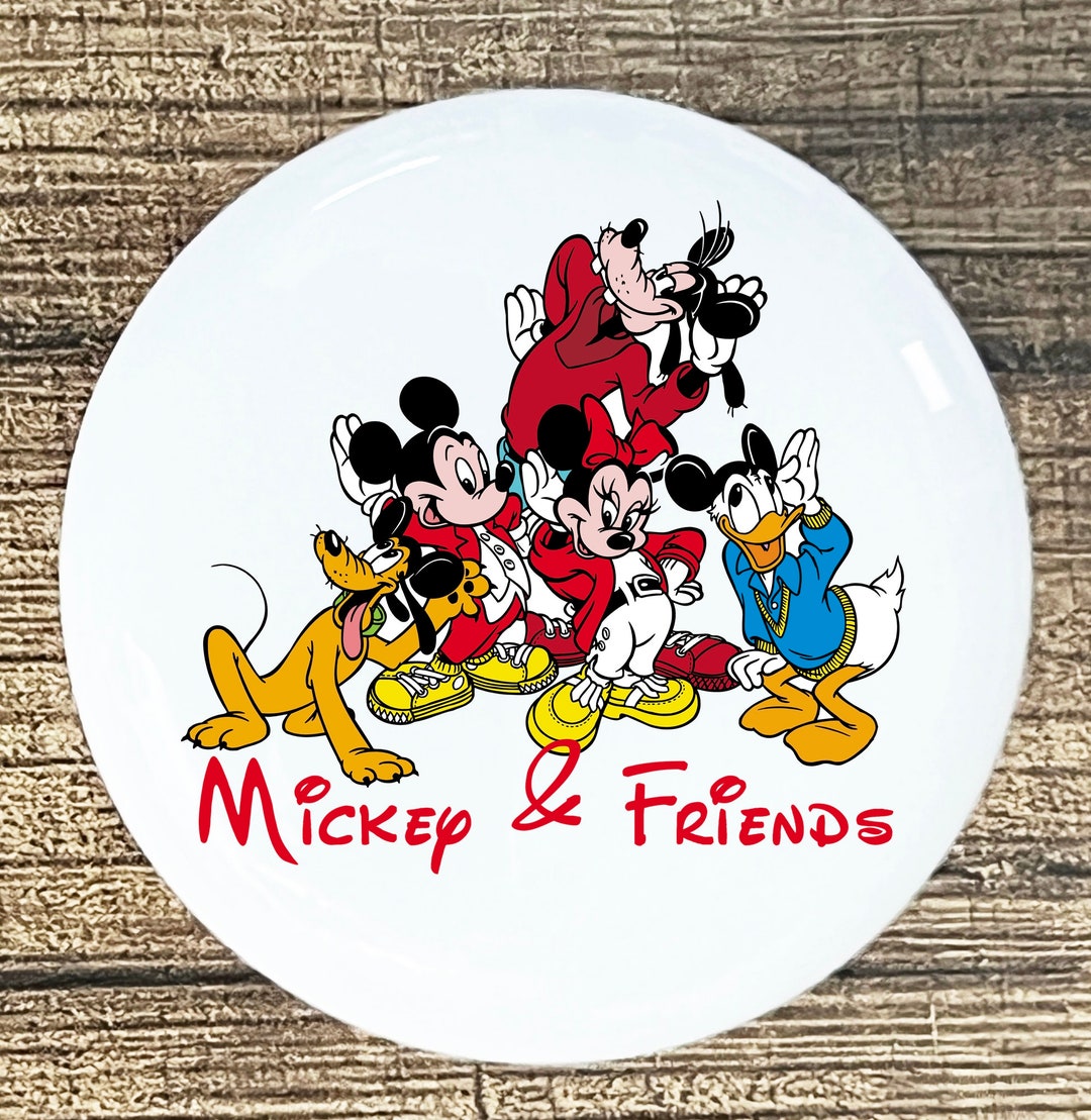 Mickey and Friends Knob or Handle: White Ceramic, Chrome or Brass - Etsy
