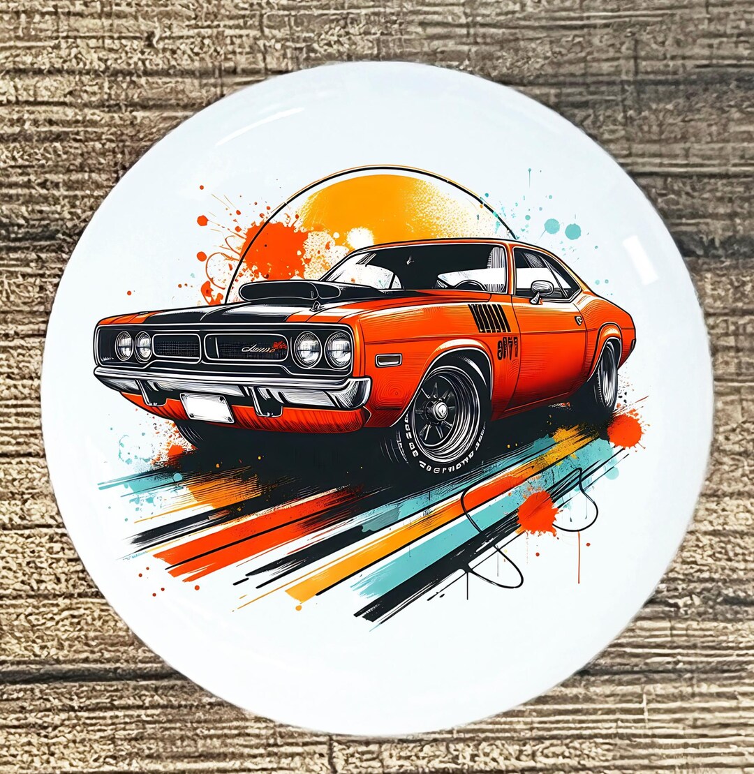 1970 Dodge Challenger RT Hot Rod Car White Ceramic Knob Drawer Pull - Etsy