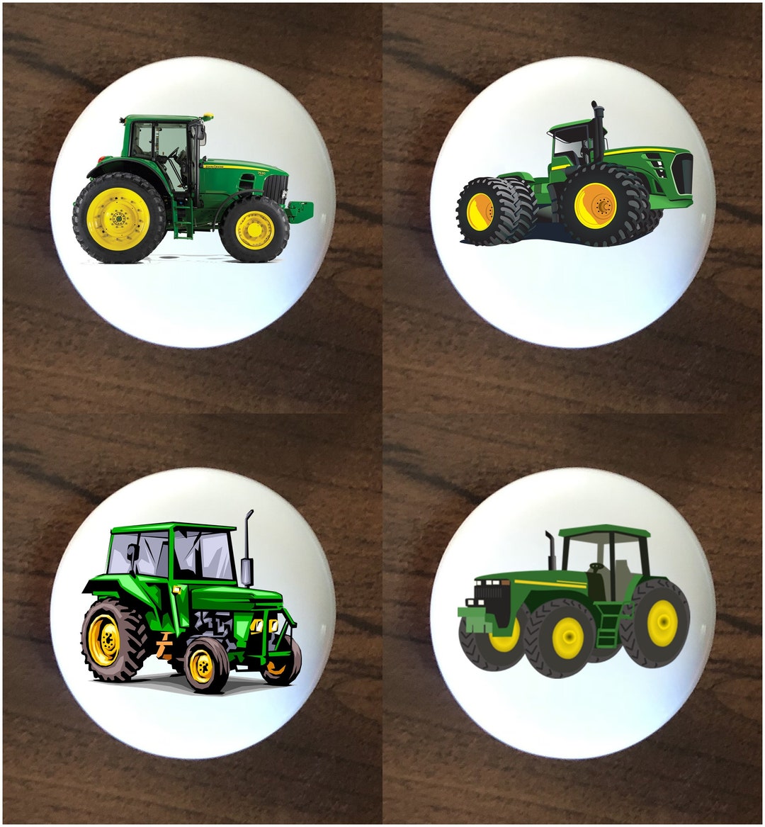 Green Farm Tractor Ceramic Knobs: Kitchen Cabinet Door Drawer Pulls ...