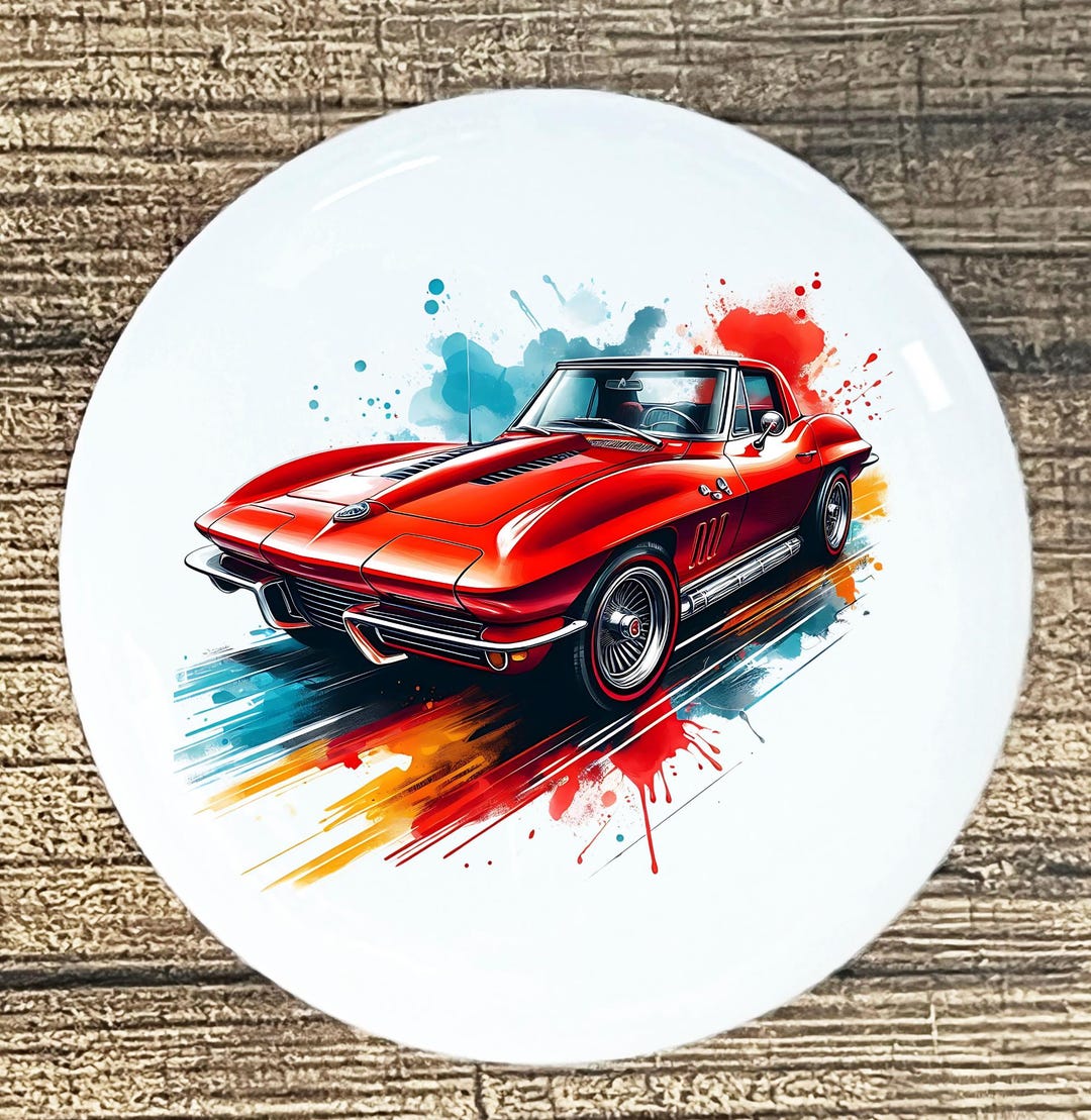 1967 Chevrolet Corvette Sting Ray Hot Rod Car White Ceramic Knob Drawer ...