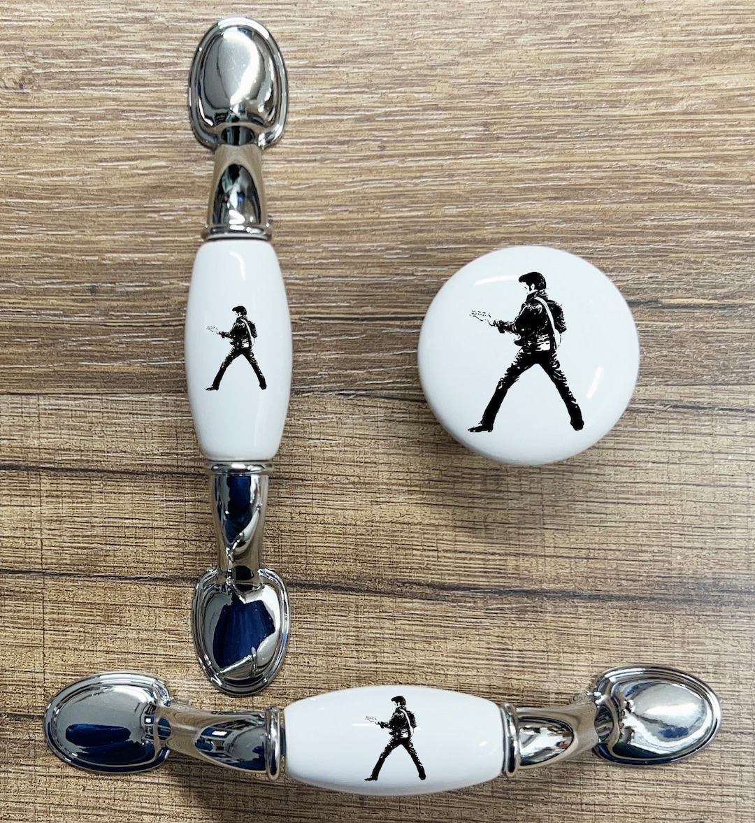 Elvis Dance White Ceramic Knob or Handle: Chrome/brass Finish - Etsy