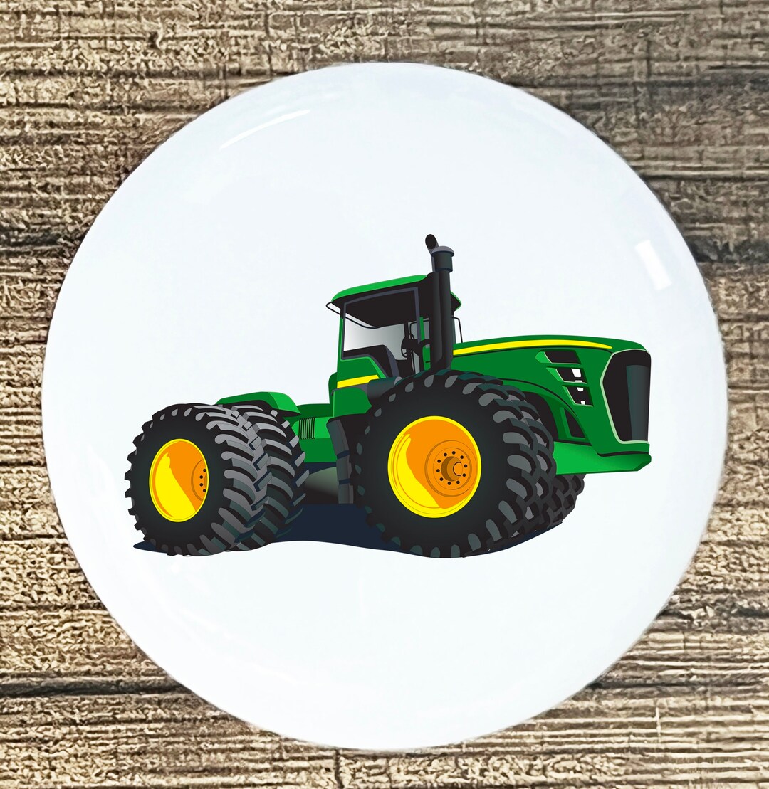 TRACTOR GREEN Combine White Ceramic Knob or Handle Kitchen Cabinet Door ...