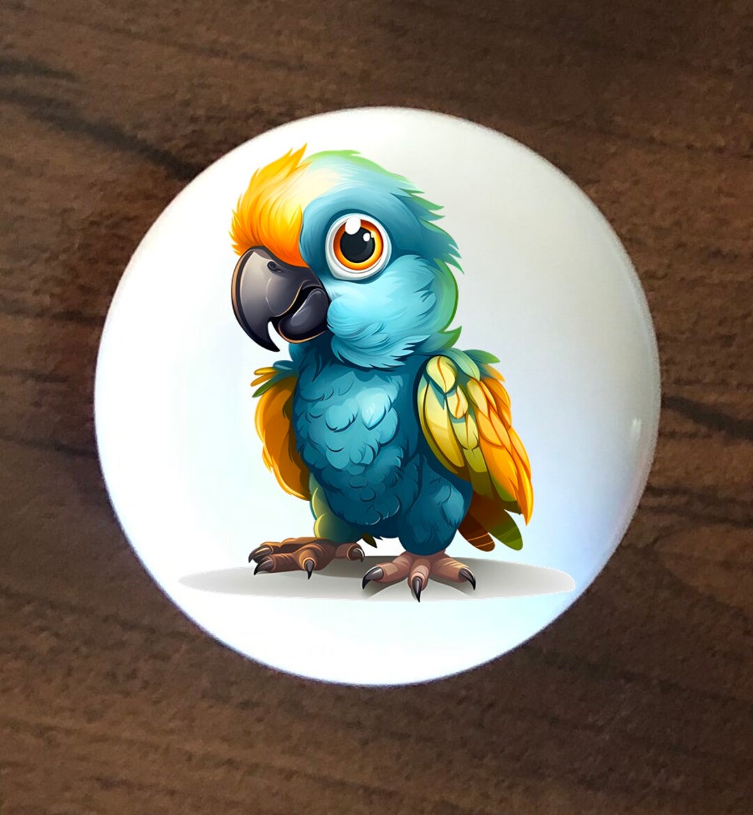 Parrot Watercolor Ceramic Knob: Blue & Yellow Home Decor - Etsy
