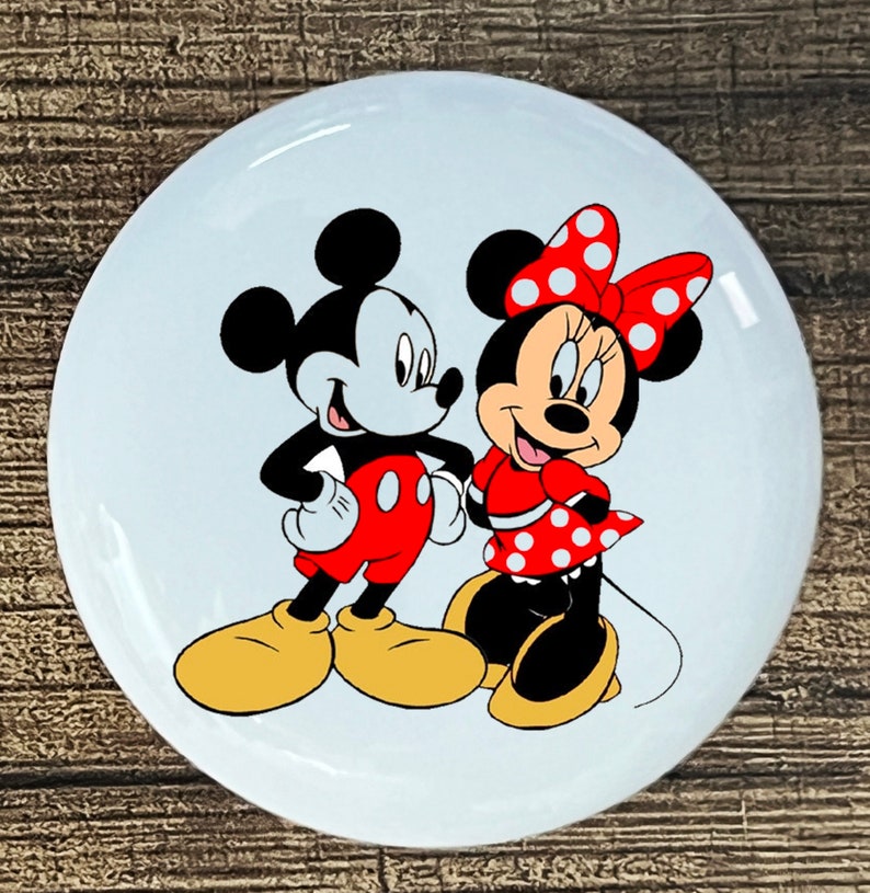 Mickey Minnie Mouse Ceramic Drawer Pull: Chrome Finish - Etsy