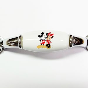 Mickey Minnie Mouse Ceramic Drawer Pull: Chrome Finish - Etsy