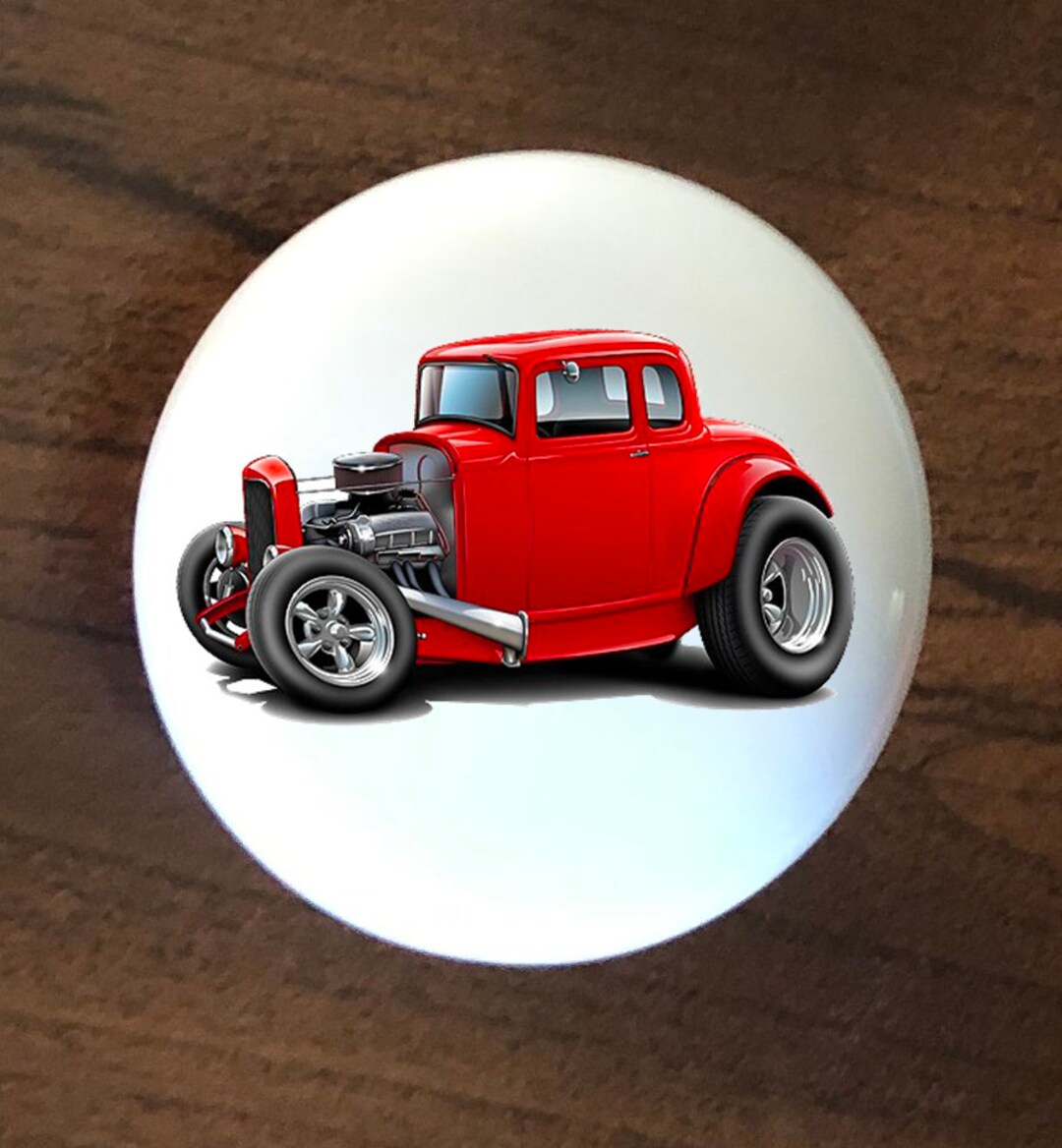 Red Coupe Hot Rod Car Auto Home Decor Ceramic Knob Kitchen Cabinet Door ...