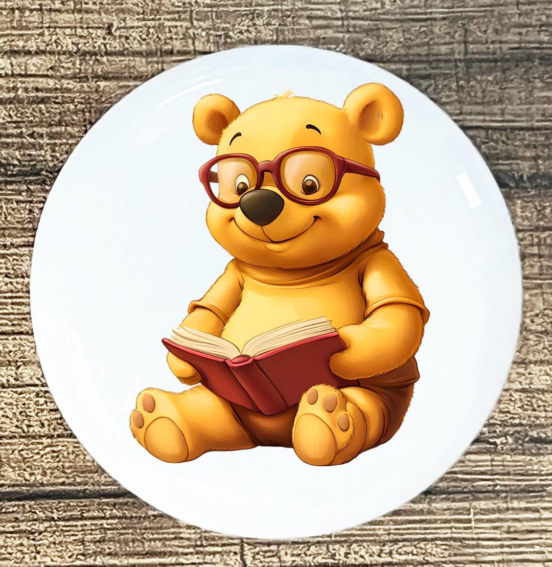 Baby Pooh Reading Book Ceramic Knob: Nursery Decor Drawer Pull - Etsy