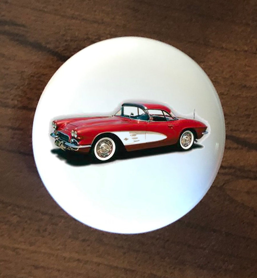 Red CHEVY VETTE Hot Rod Car Home Decor Ceramic Knob Kitchen Cabinet ...