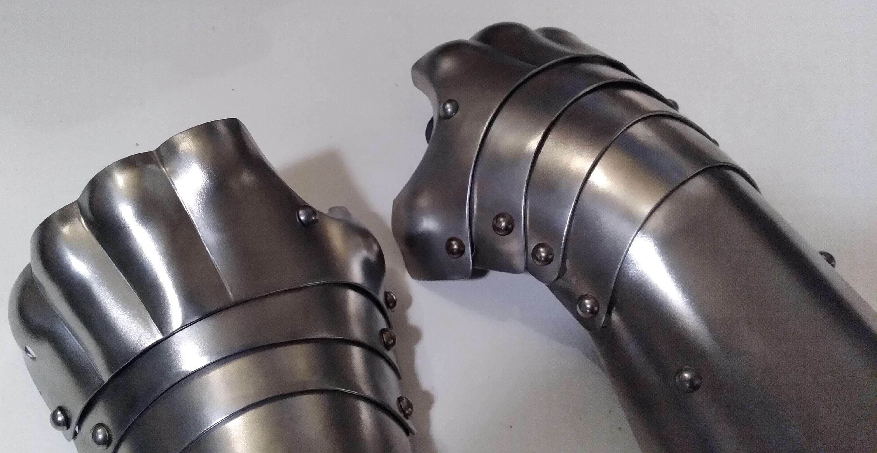 Long Cuff Demi Gauntlets 16ga 18ga Gauge Steel Armour Half Gaunt SCA ...