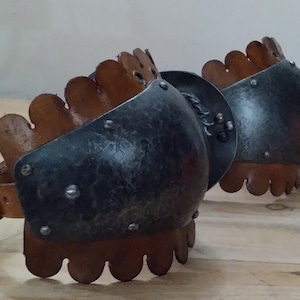 Reserved*****hand Forged 16GA Lion Head Embossed Tudor Rose Elbow Cops ...