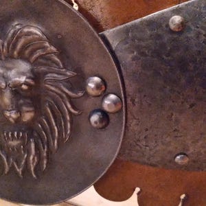 Reserved*****hand Forged 16GA Lion Head Embossed Tudor Rose Elbow Cops ...