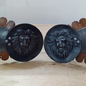 Reserved*****hand Forged 16GA Lion Head Embossed Tudor Rose Elbow Cops ...