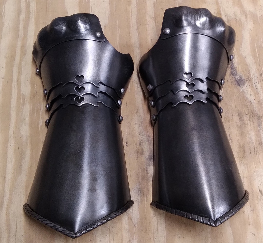 Blackened Gothic Long Cuff Demi Gauntlets 16ga 18ga Gauge SCA Armour ...