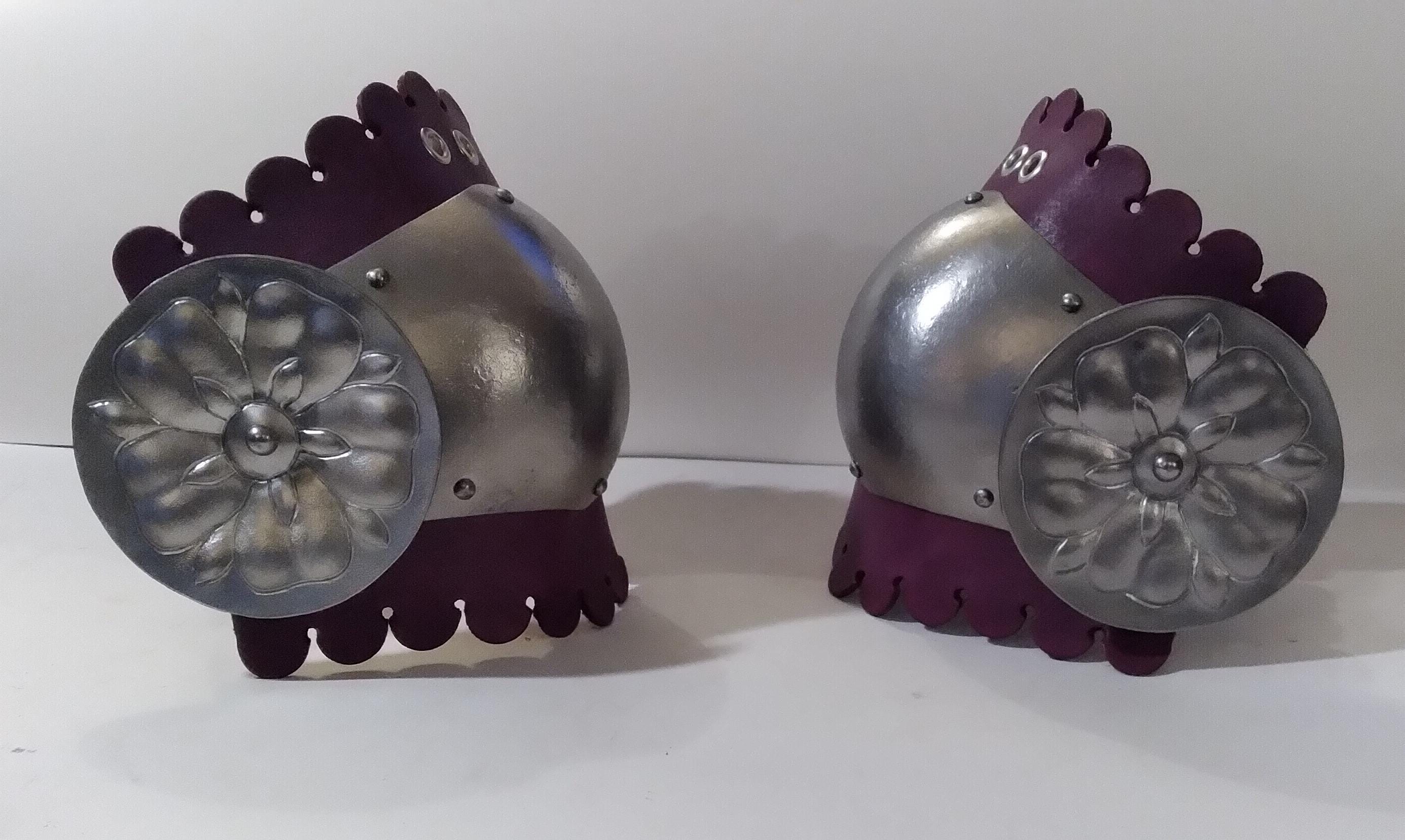 Hand Forged 16GA Lion Head Embossed Tudor Rose Elbow Cops SCA Knee ...