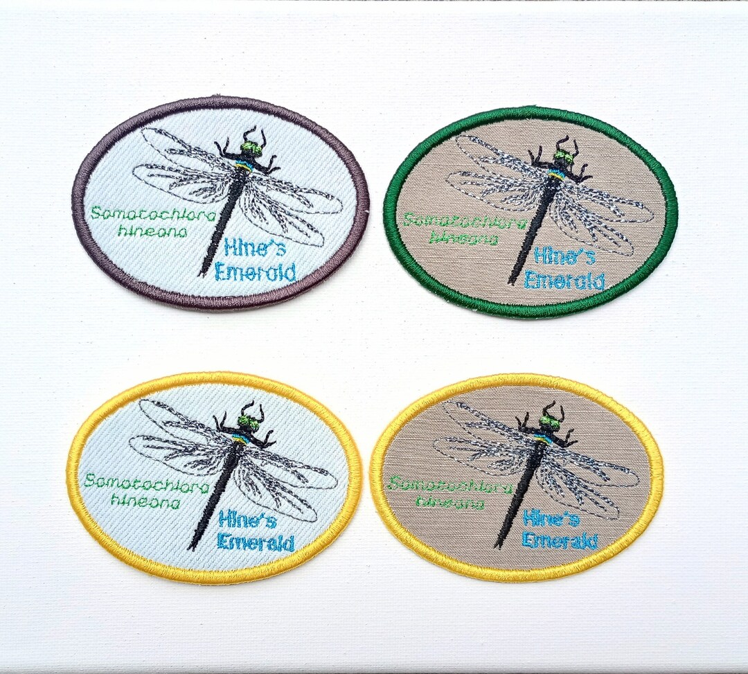 Hine's Emerald Dragonfly Upcycled Denim Patch Upcycled Adventure Twill ...