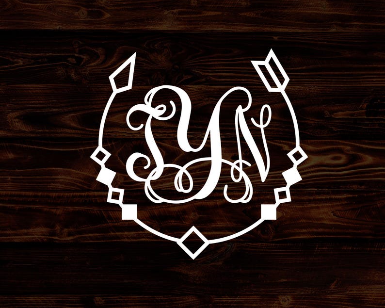 Jeweled Arrow Vine Monogram Decal: Custom Vinyl Sticker - Etsy