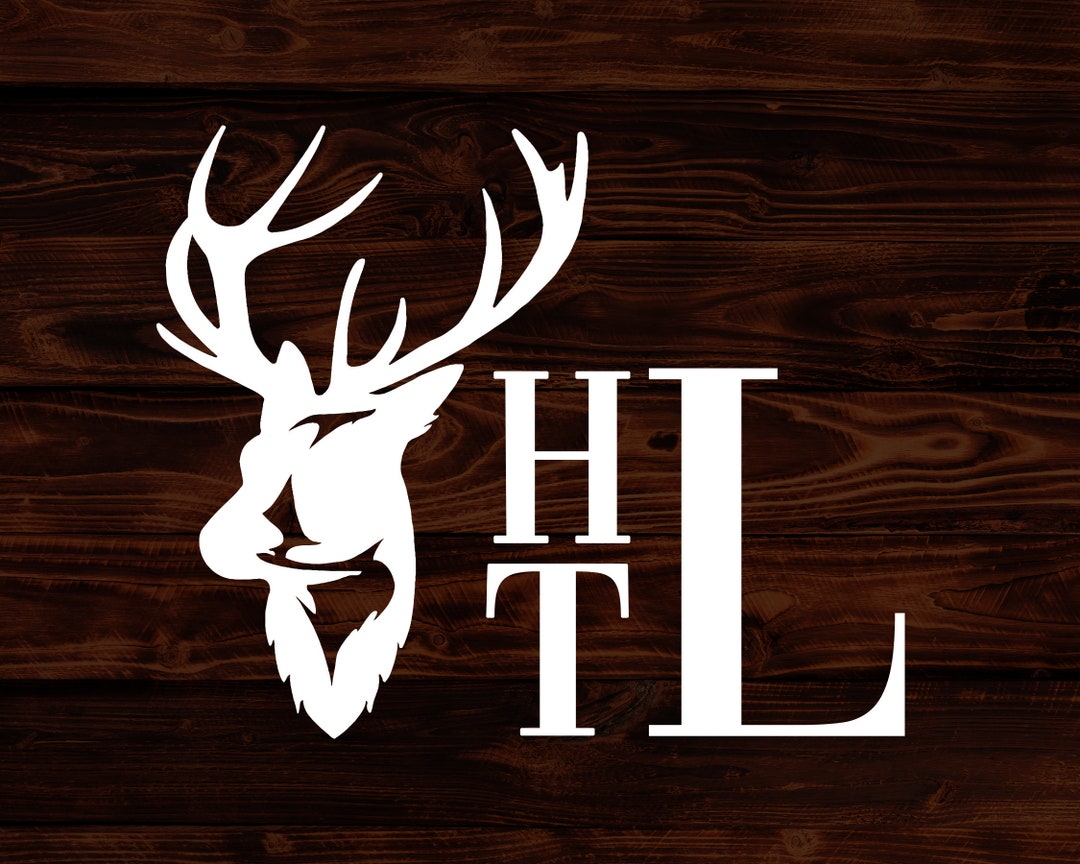 Whitetail Block Monogram Decal, Deer Antler Monogram Vinyl Sticker ...