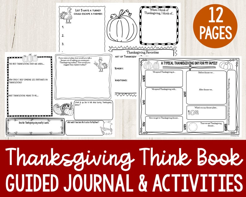 Thanksgiving Journal for Kids Printable Activity Pages for Inspiring ...