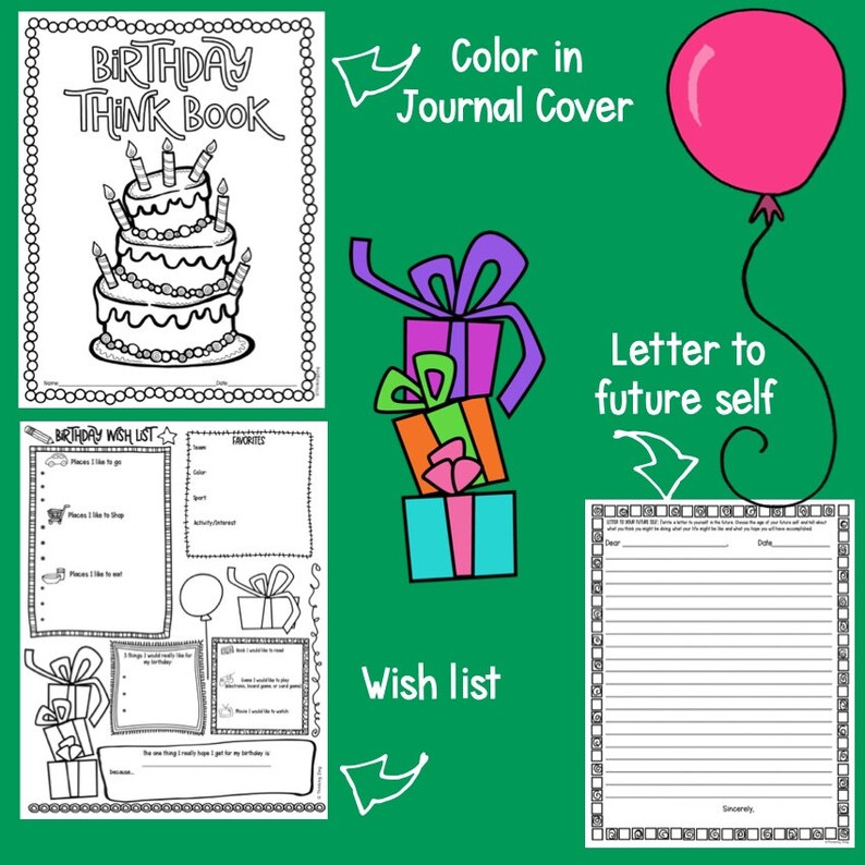 Kids Birthday Activity Journal: Reflection & Memory Book (digital ...
