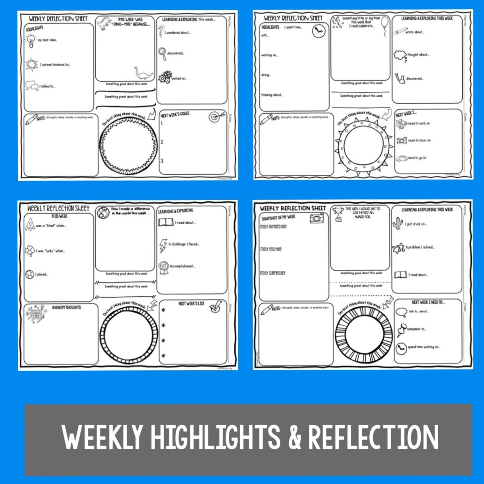 Weekly Learning Reflection Sheets - Weekly Exit Tickets - Mindfulness ...