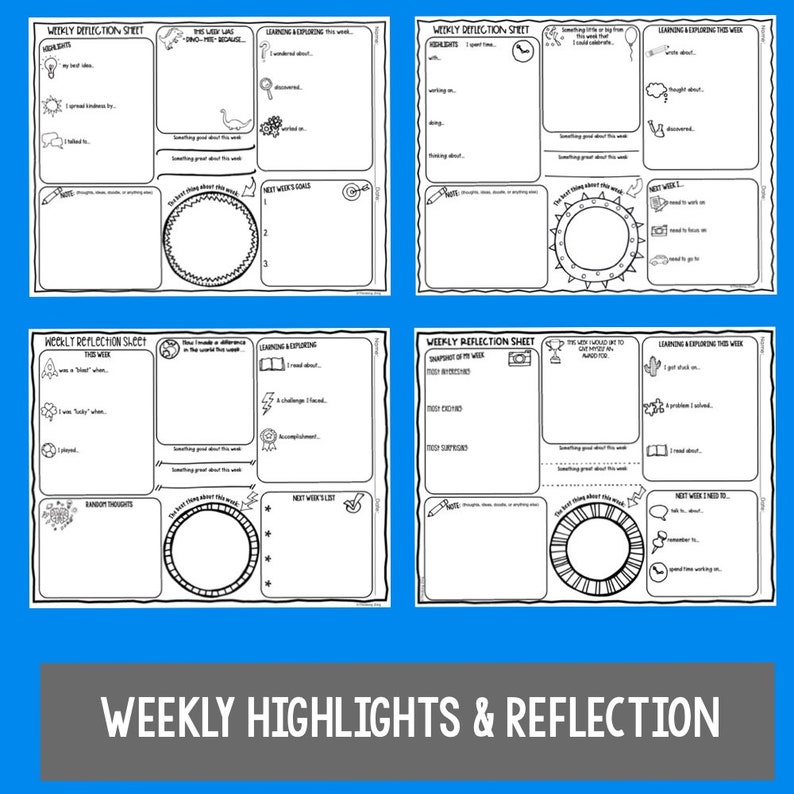 Weekly Learning Reflection Sheets - Weekly Exit Tickets - Mindfulness ...