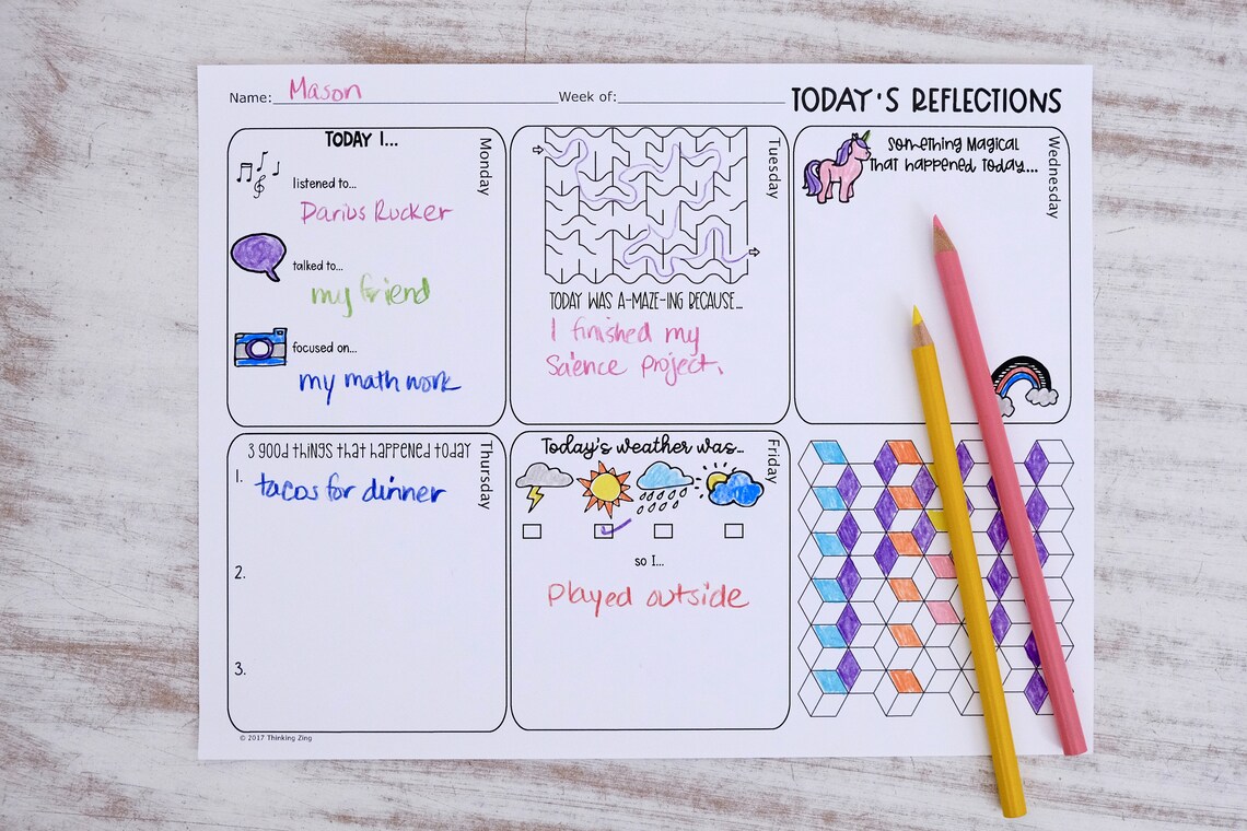 Guided Journal Pages for Kids Student Reflections Journal Prompts for ...