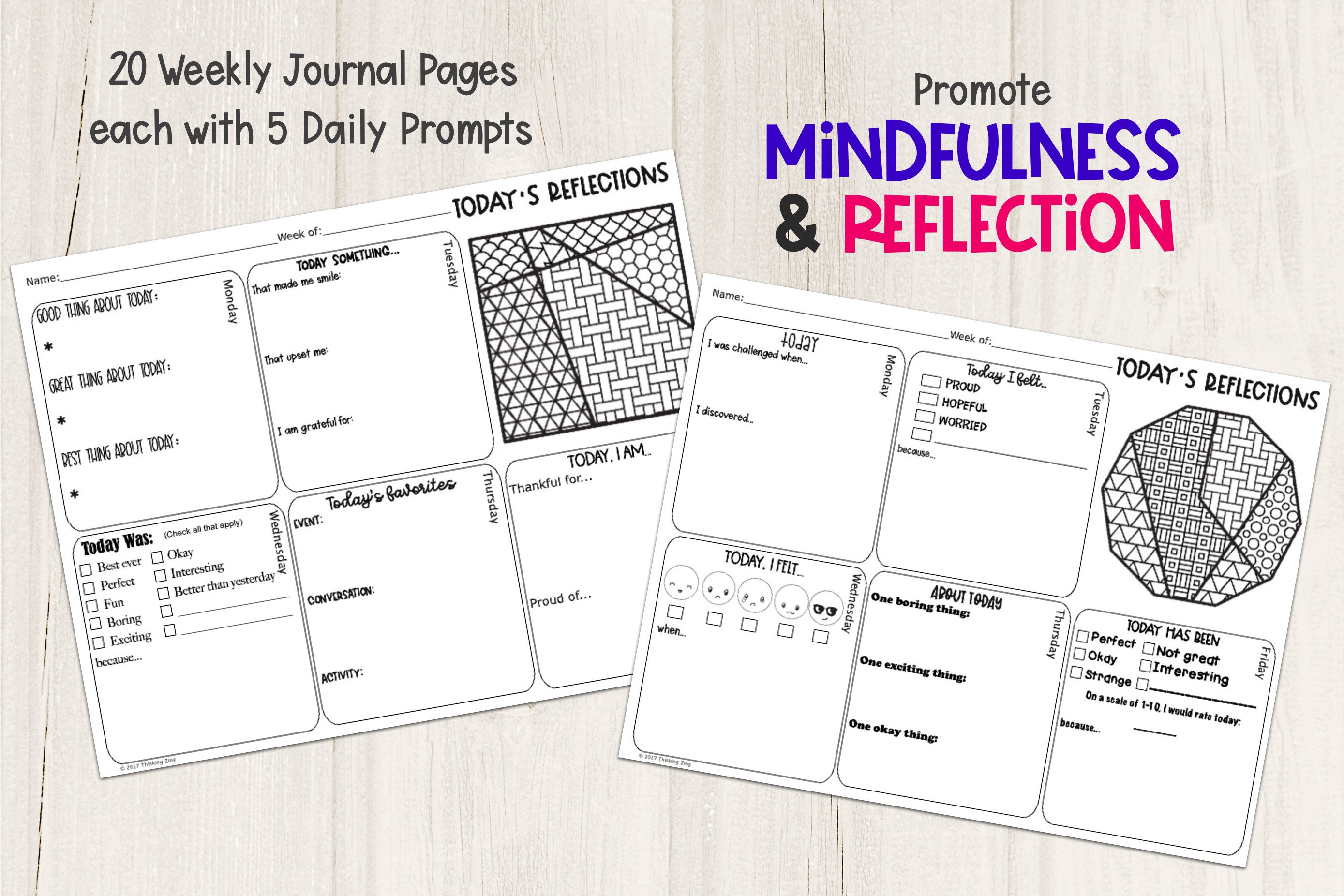 Guided Journal Pages for Kids - Student Reflections - Journal Prompts ...