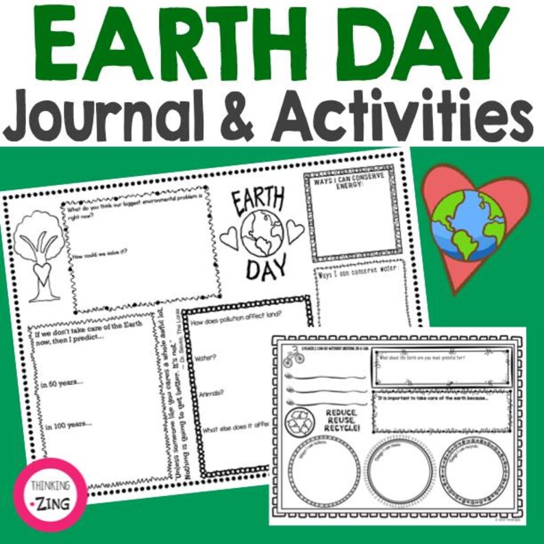 Printable Earth Day Journal for Kids, Guided Activity Pages for ...