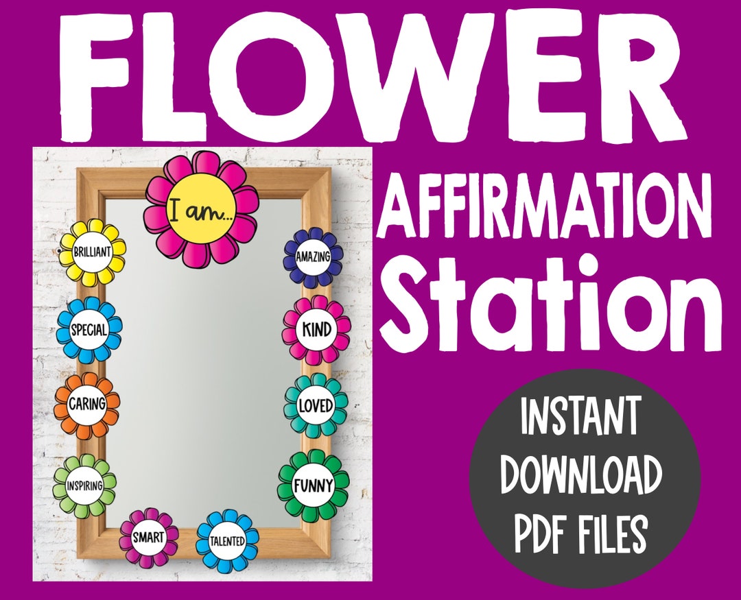 Flower Affirmation Station Teacher Classroom Decor Student Affirmations ...