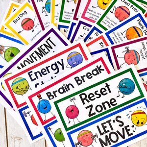 Kids Movement Station: Brain Break Exercise Cards (PDF) - Etsy