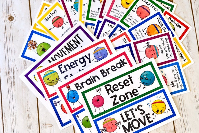 Kids Movement Station: Brain Break Exercise Cards (PDF) - Etsy