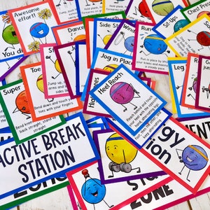 Kids Movement Station: Brain Break Exercise Cards (PDF) - Etsy